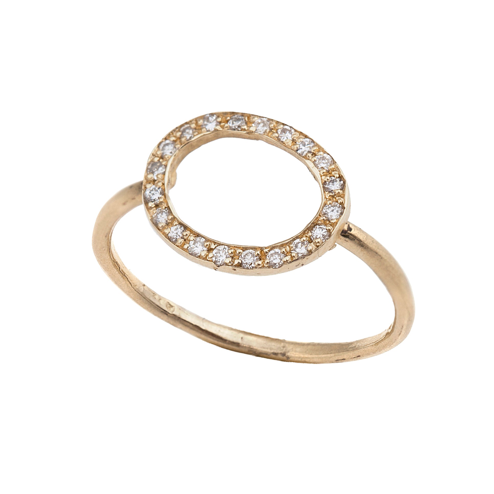 14K gold Round ring with diamonds – Goldy jewelry store