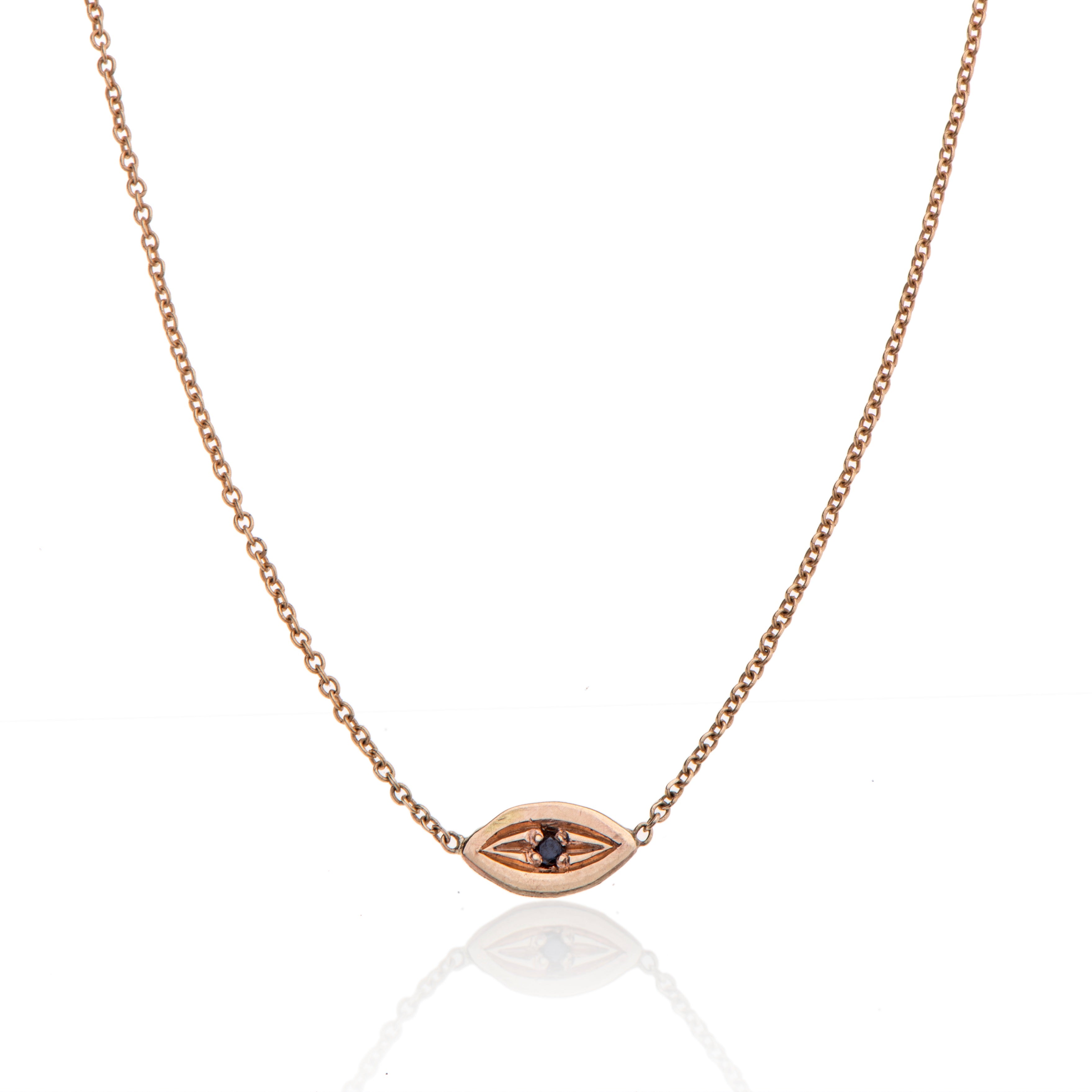 14K gold eye necklace with diamond – Goldy jewelry store