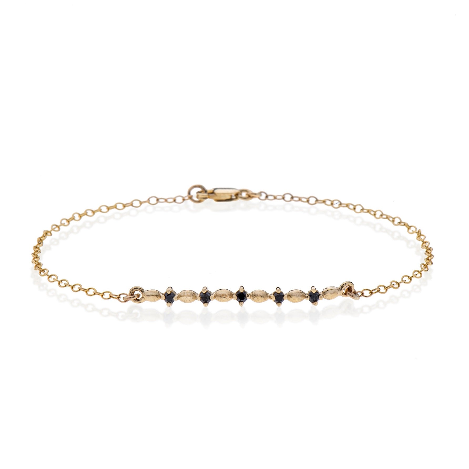 14K gold segments bracelet with black diamonds – Goldy jewelry store