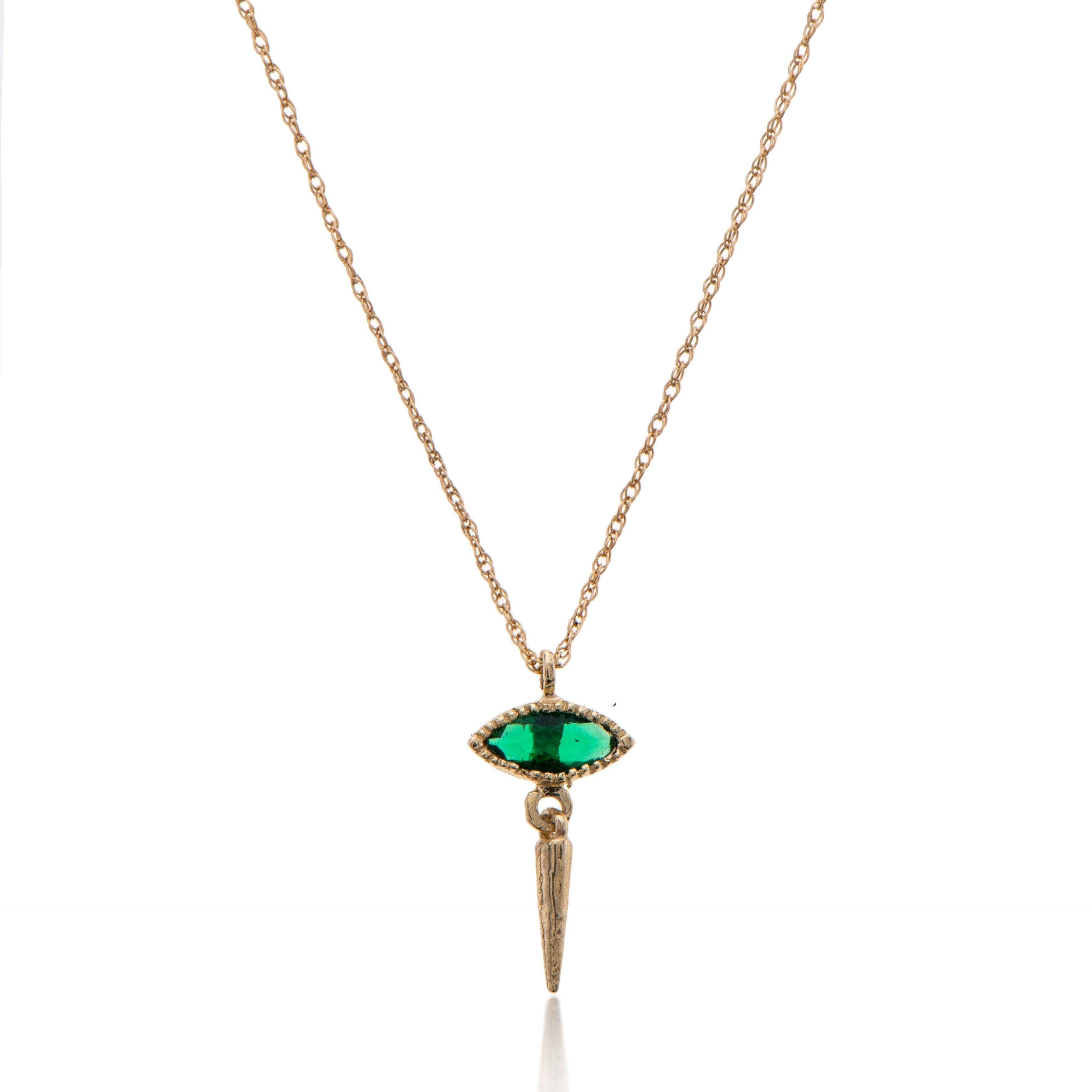 14K gold eye necklace with stone&cone – Goldy jewelry store
